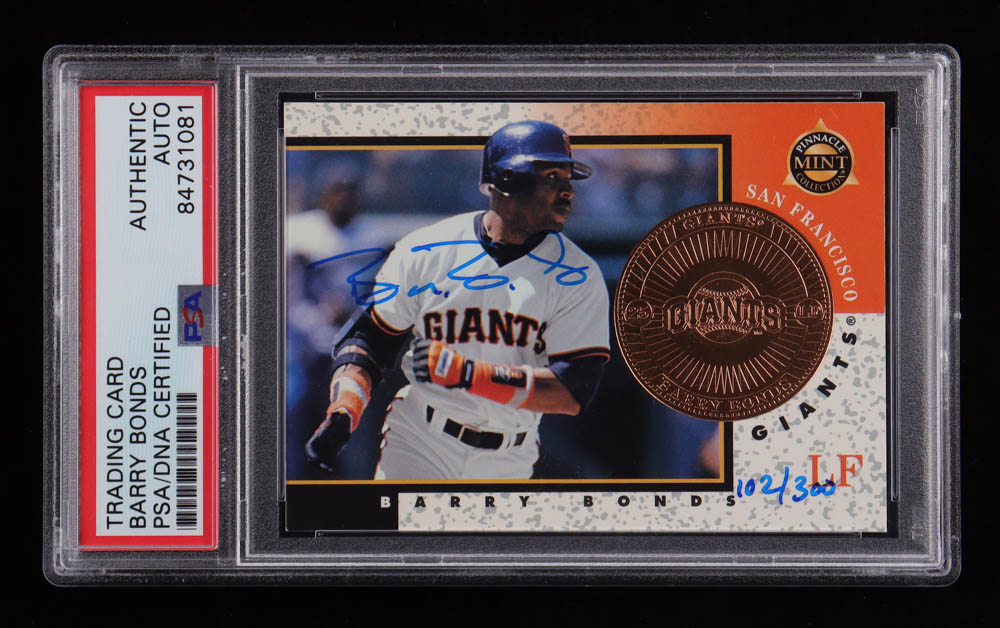 Barry Bonds Signed 1998 Pinnacle Mint Bronze #3 #102/300 (PSA ...