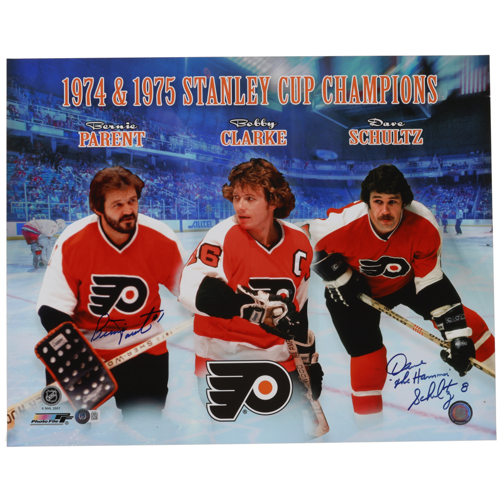 Bernie Parent & Dave "The Hammer" Schultz Signed Flyers 16x20 Photo ...