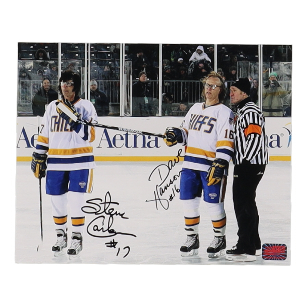 Dave Hanson, Steve Carlson & Jeff Carlson Signed "Slap Shot" 8x10 Photo (YSMS) | Pristine Auction