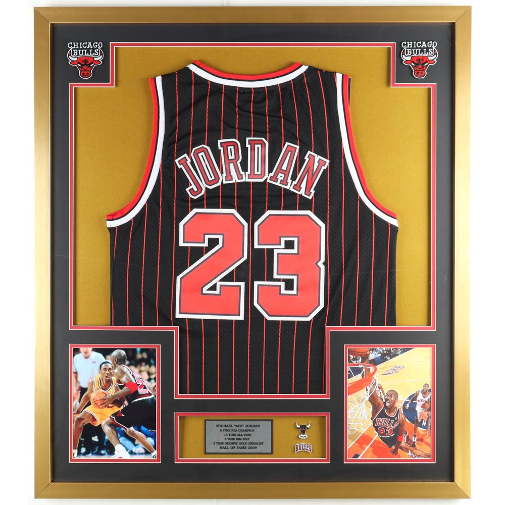 Michael Jordan Custom Framed Jersey Display With (2) Team Pins ...