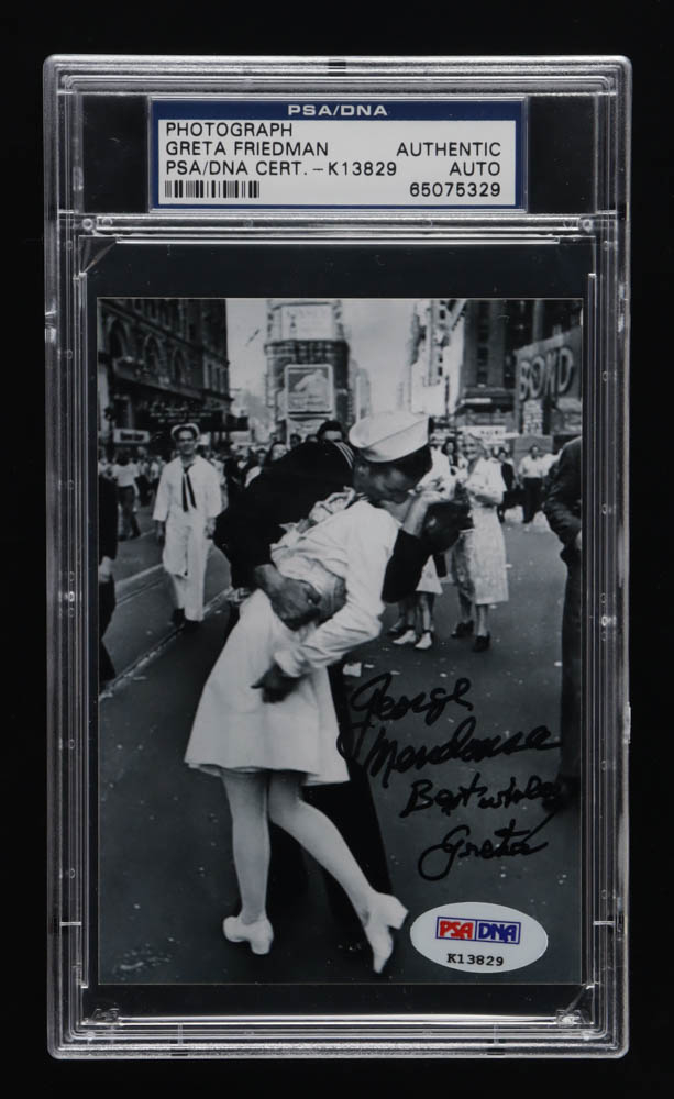 Greta Friedman & George Mendonsa Signed 3x5 Photo Inscribed "Best ...