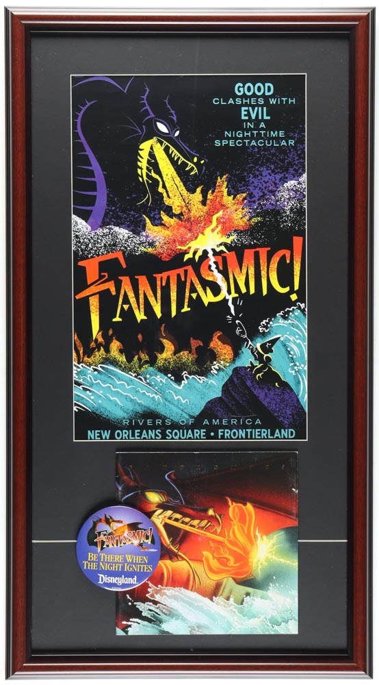Disneyland "Fantasmic" Custom Framed Poster Print with Vintage Pin & On Site Guide | Pristine ...