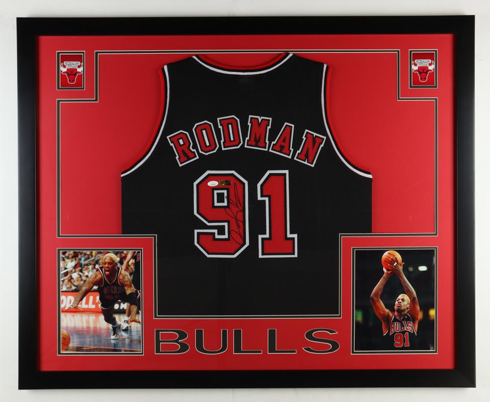 Dennis Rodman Signed Custom Framed Jersey Display (JSA & Players Ink ...