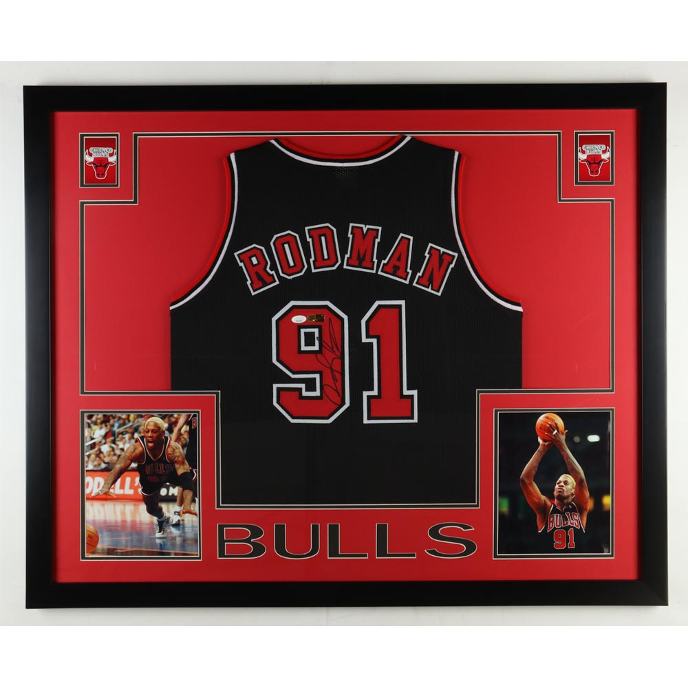 Dennis Rodman Signed Custom Framed Jersey Display (JSA & Players Ink ...