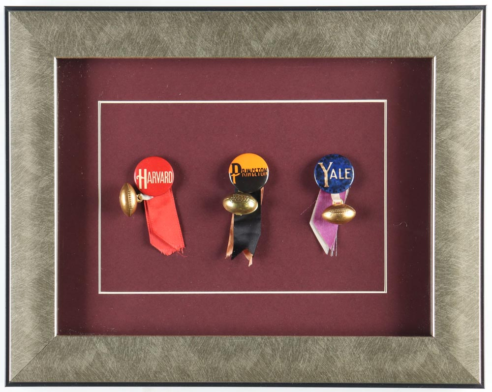Set of (3) 1950 Harvard, Princeton & Yale Custom Framed Ribbon ...