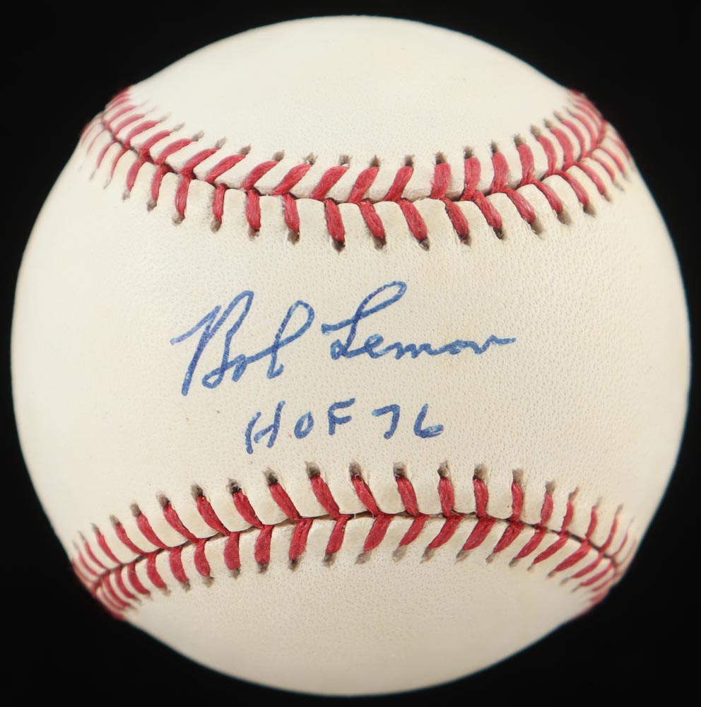 Bob Lemon Signed OAL Baseball Inscribed "HOF 76" with Display Case (PSA ...