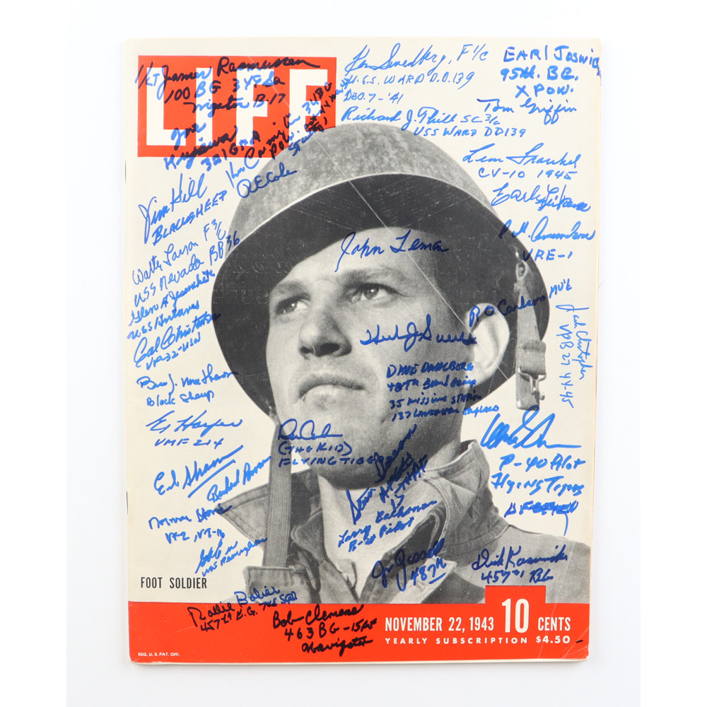 World War 2 Veterans & Heroes Signed 1943 "Life Magazine With (34 ...