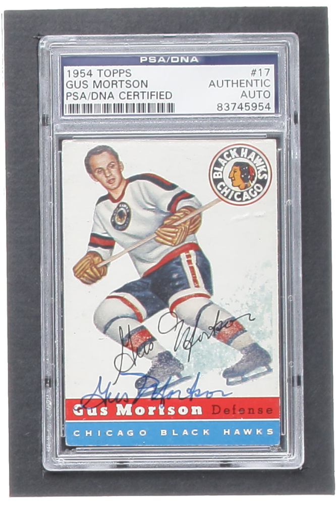 Gus Mortson Signed 1954-55 Topps #17 (PSA) | Pristine Auction