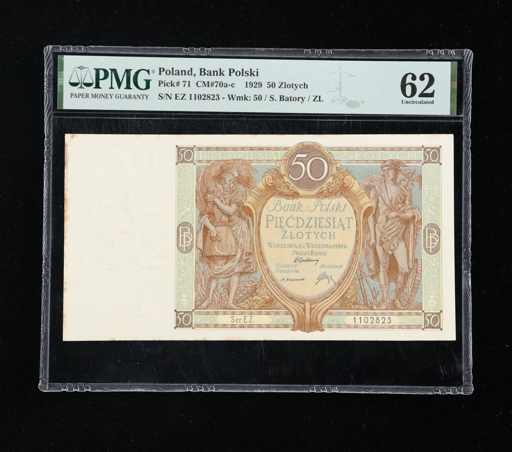 1929 Poland 50 Zlotych Bank Polski Banknote (PMG 62) | Pristine Auction
