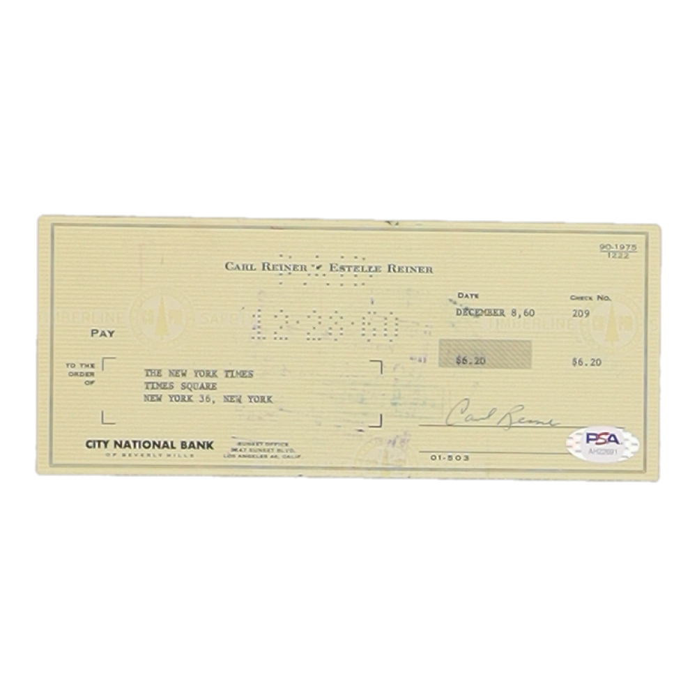 Carl Reiner Signed 1960 Personal Bank Check (PSA) | Pristine Auction