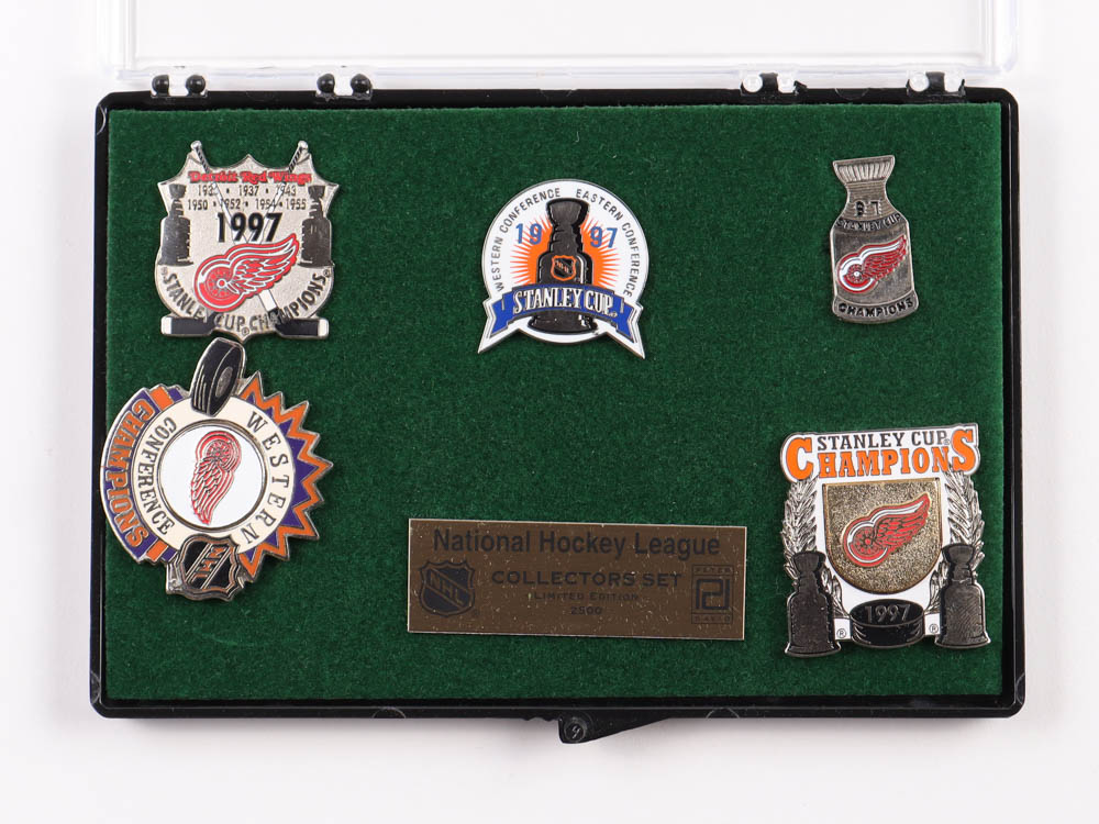1997 Stanley Cup LE Red Wings Commemorative Set of (5) Pins with ...