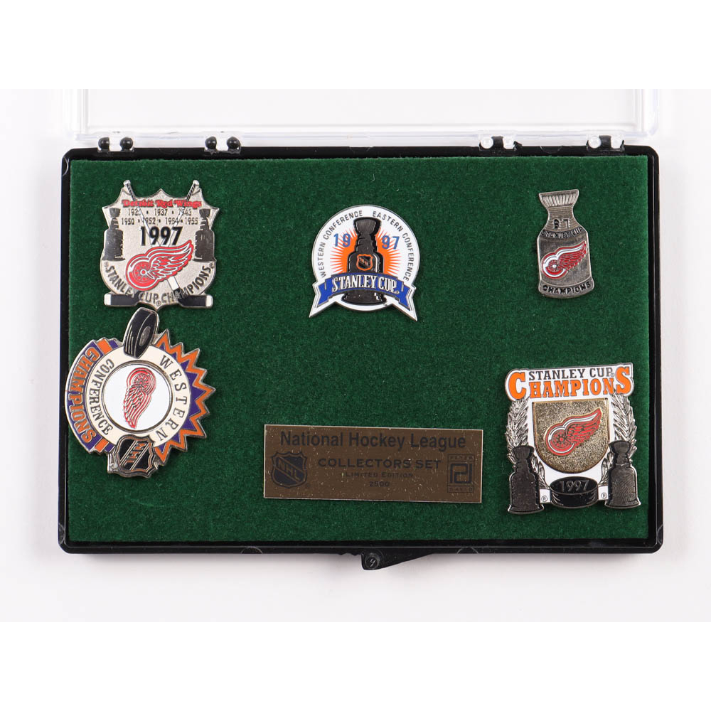 1997 Stanley Cup LE Red Wings Commemorative Set of (5) Pins with ...