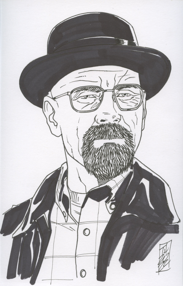 Walter White | Breaking Bad - Signed ORIGINAL Drawing by Tom Hodges (1/ ...
