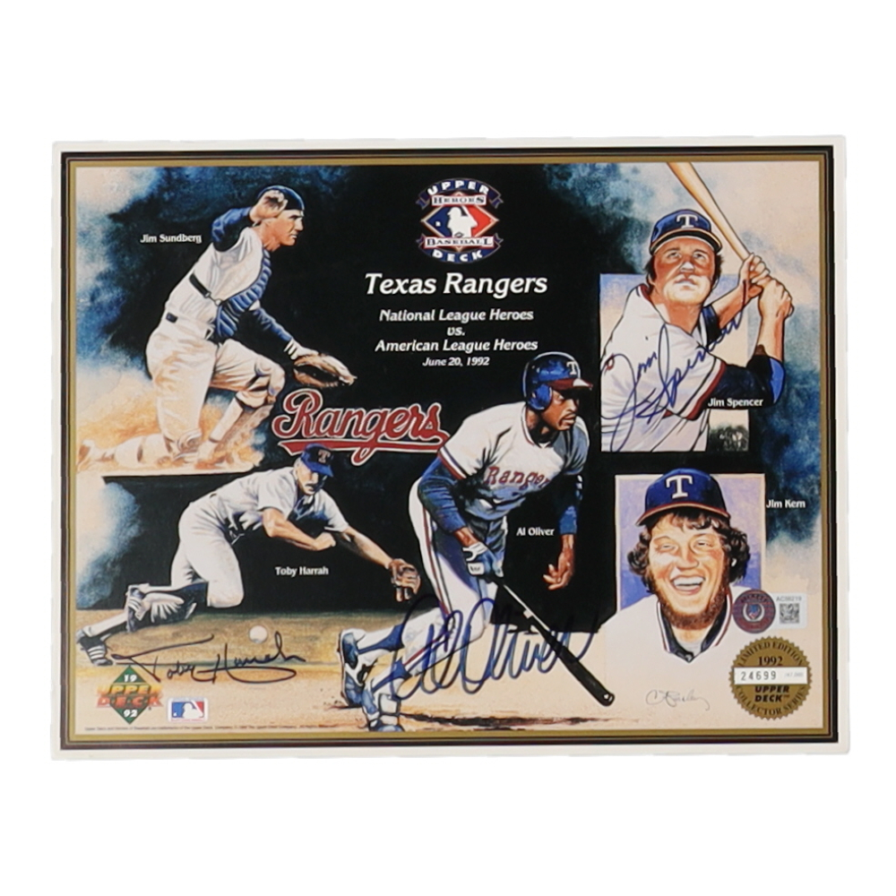 Jim Spencer, Al Oliver and Toby Harrah Signed 8x10 Photo (Beckett ...