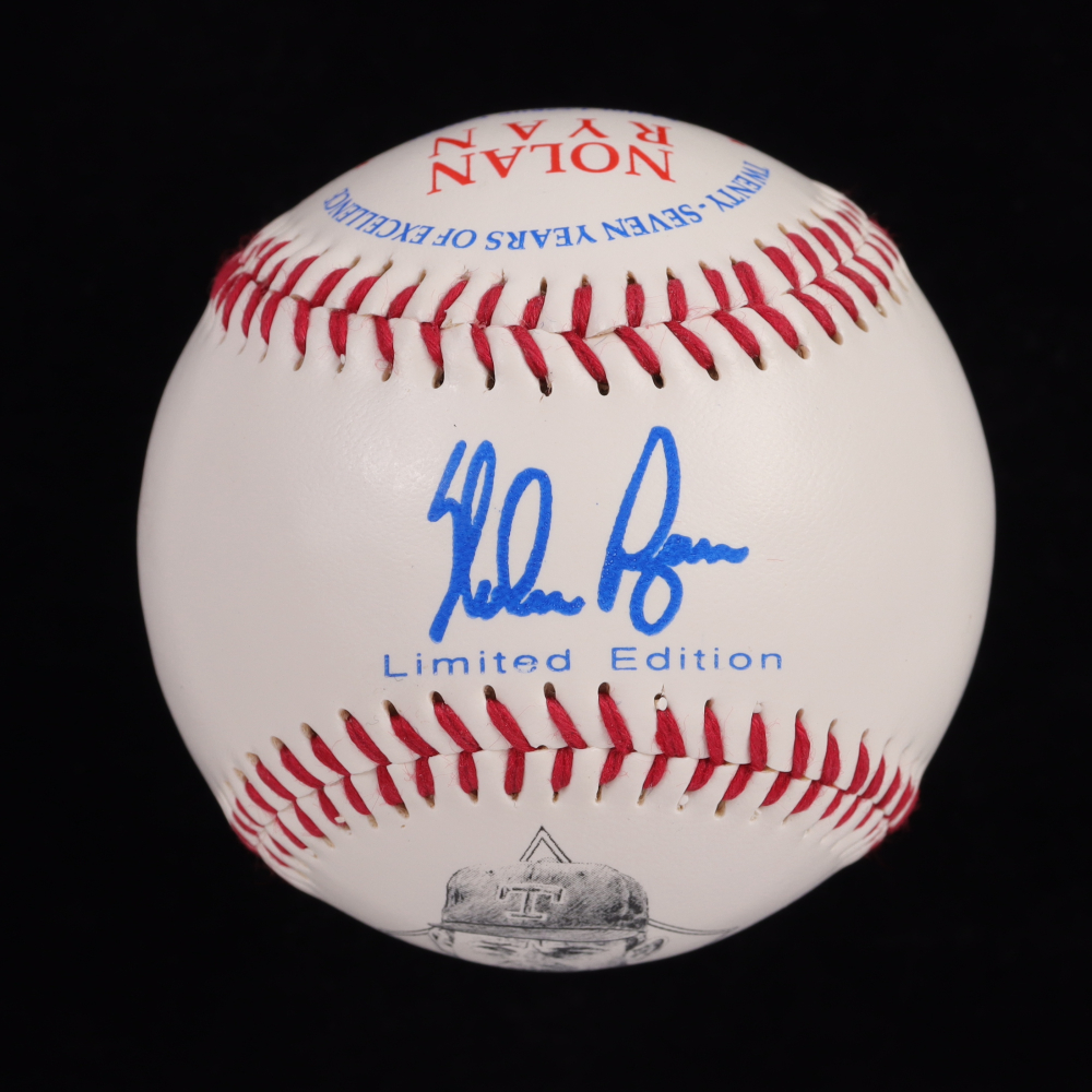 Nolan Ryan Signed Commemorative Logo Baseball With Display Case (PSA) | Pristine Auction