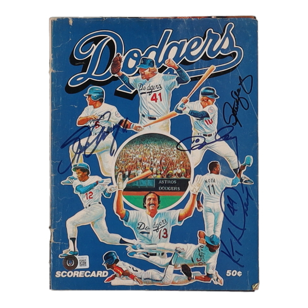 1982 Dodgers Signed 8x10 Scorecard With (4) Steve Garvey, Steve Yeager ...