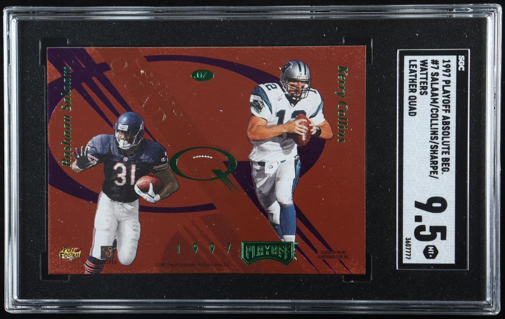 1997 Absolute Leather Quads #7 Rashaan Salaam / Kerry Collins / Shannon ...