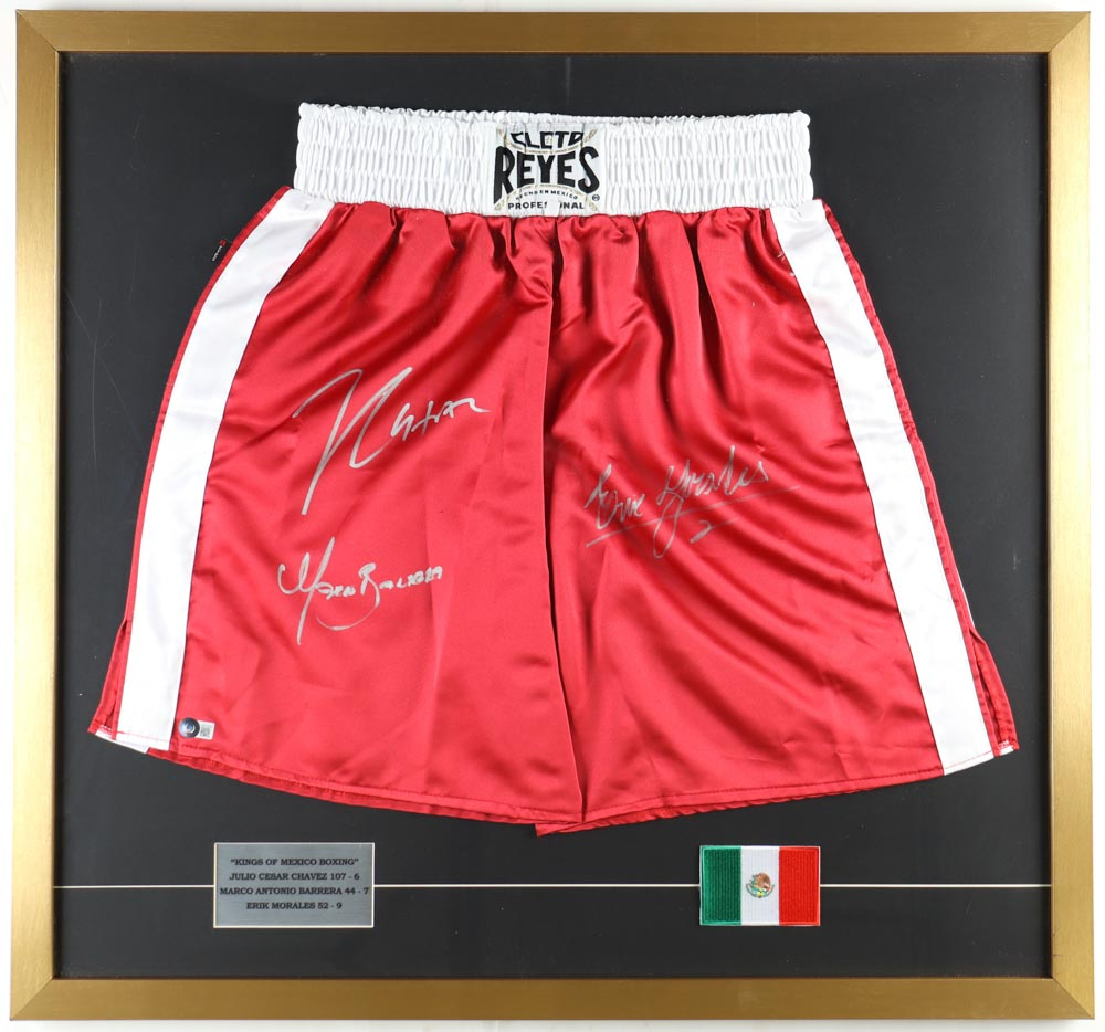 Julio Cesar Chavez, Marco Antonio Barrera & Erik Morales Signed Custom ...