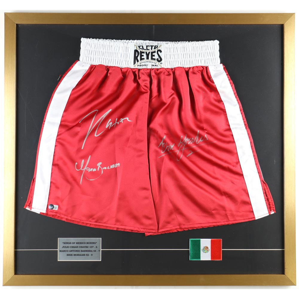 Julio Cesar Chavez, Marco Antonio Barrera & Erik Morales Signed Custom ...