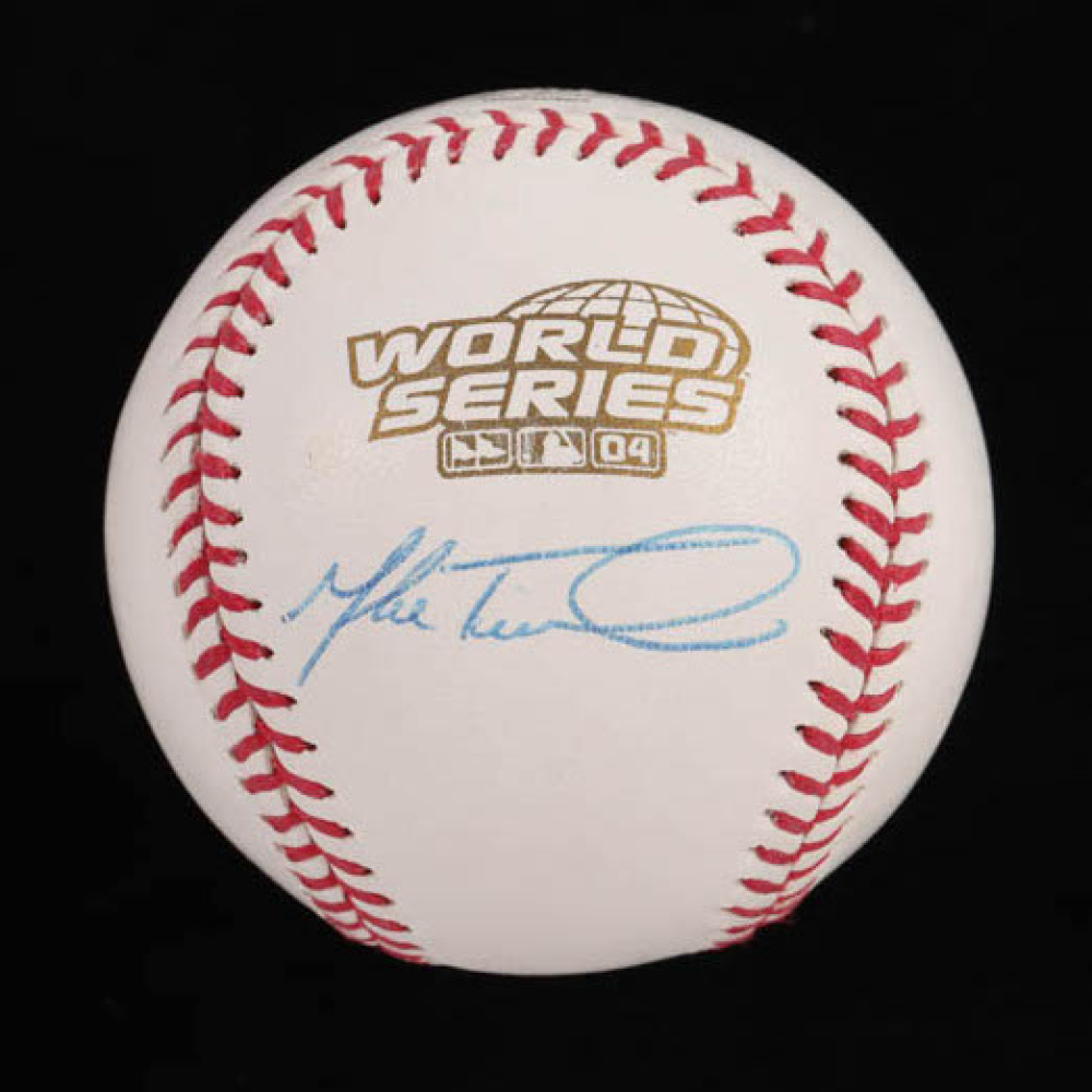 Mike Timlin Signed 2004 World Series Baseball & Trading Card Display ...