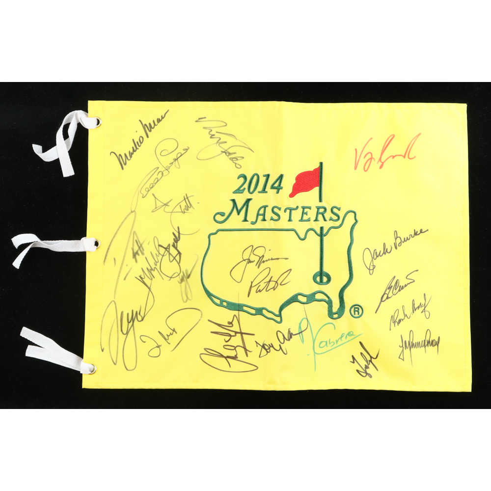 2014 Masters Champions Golf Pin Flag Signed by (21) with Jack Nicklaus ...
