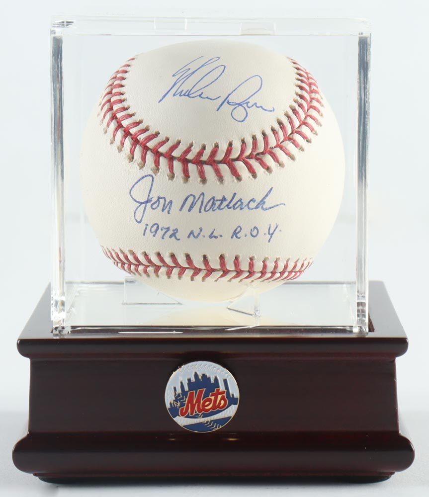 Nolan Ryan & Jon Matlack Signed OML Baseball with Display Case ...