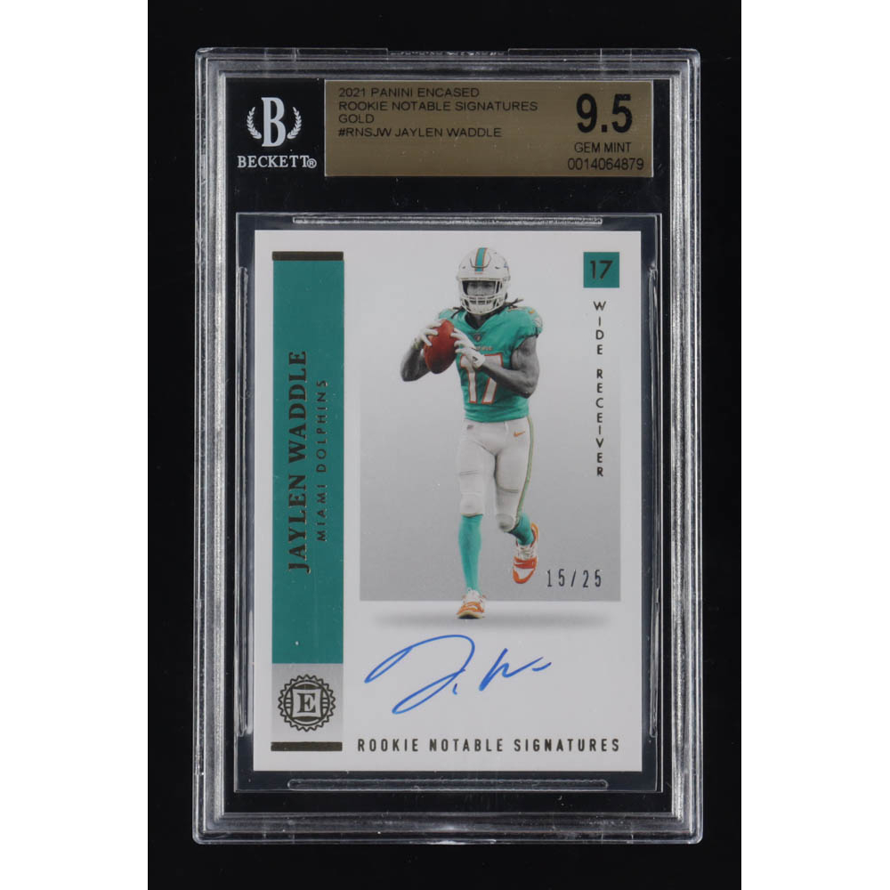 Jaylen Waddle 2021 Panini Encased Rookie Notable Signatures Gold Rnsjw 1525 Rc Bgs 95