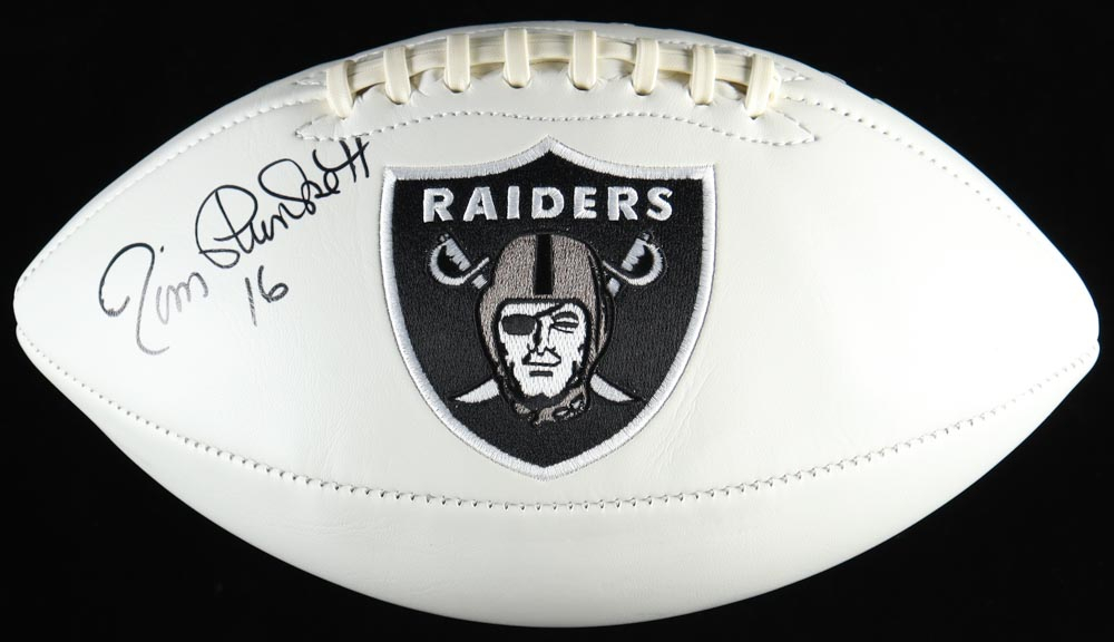 Jim Plunkett Signed Raiders Logo Football (Schwartz) | Pristine Auction