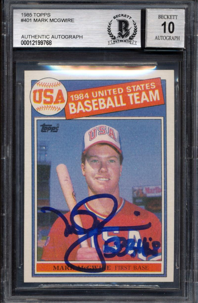 Mark McGwire Signed 1985 Topps #401 OLY RC (BAS | Autograph Graded BAS ...