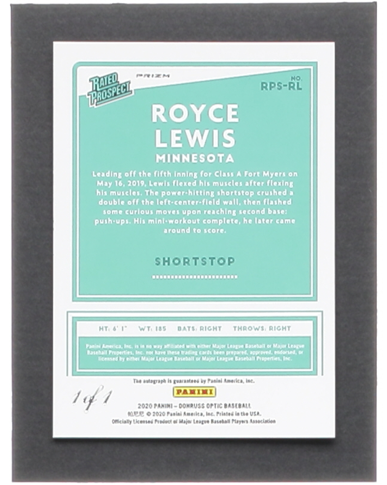 Royce Lewis 2020 Donruss Optic Rated Prospects Signatures Gold Vinyl #4 ...