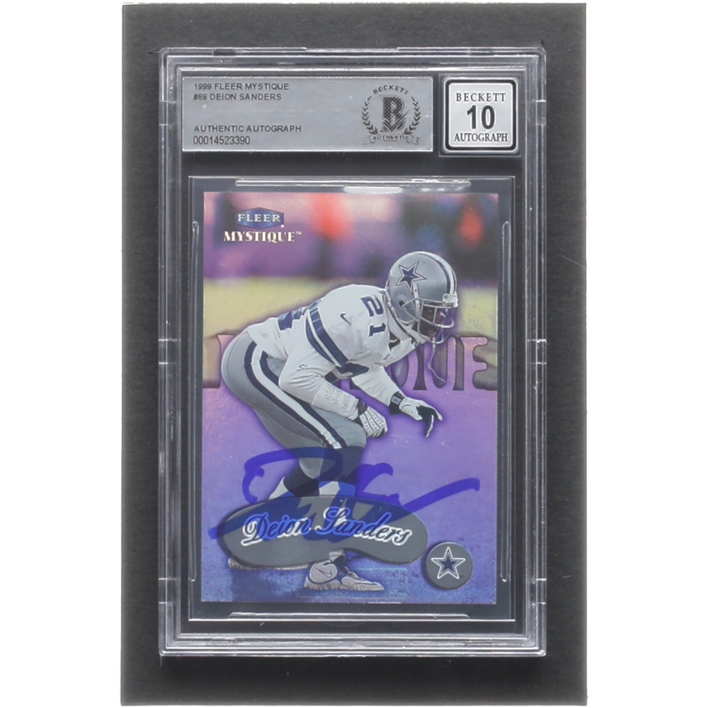Deion Sanders Signed 1999 Fleer Mystique #69 (BGS | Autograph Graded ...