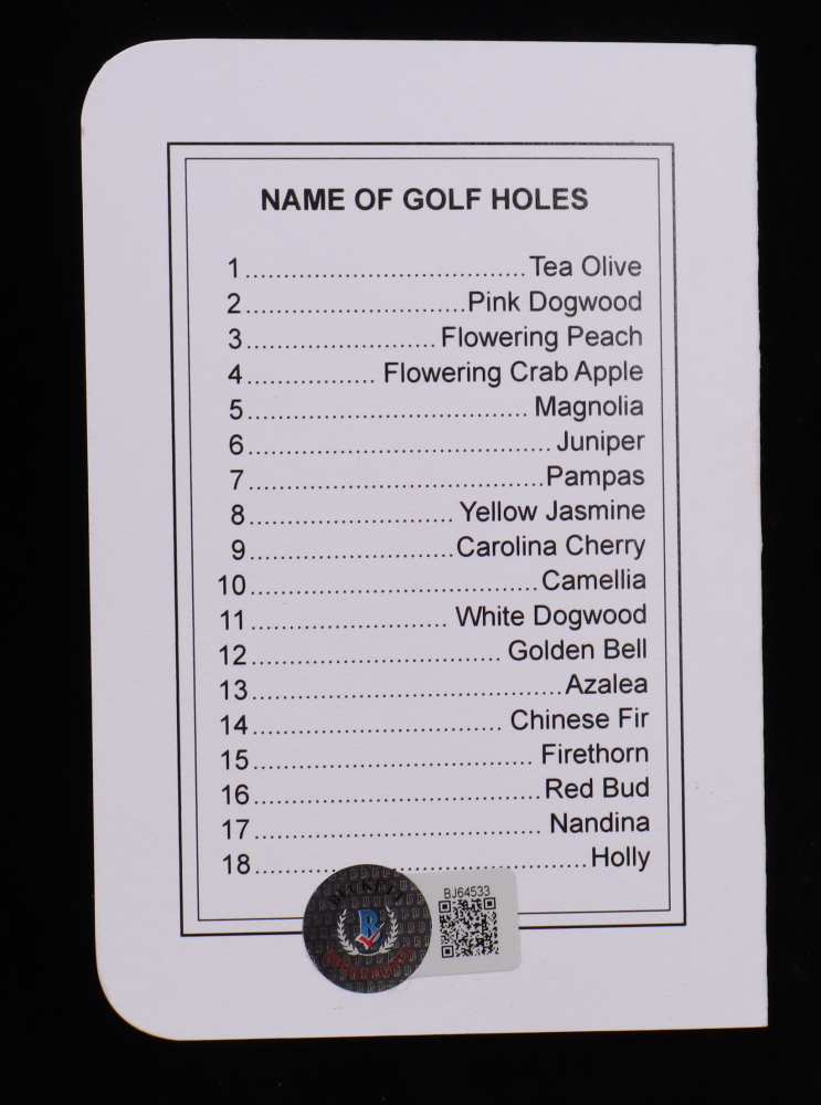 Dustin Johnson Signed Augusta National Masters Score Card (Beckett ...