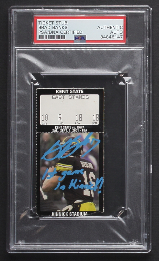 Brad Banks Signed 2001 Iowa Hawkeyes Ticket Inscribed "1st Game In ...