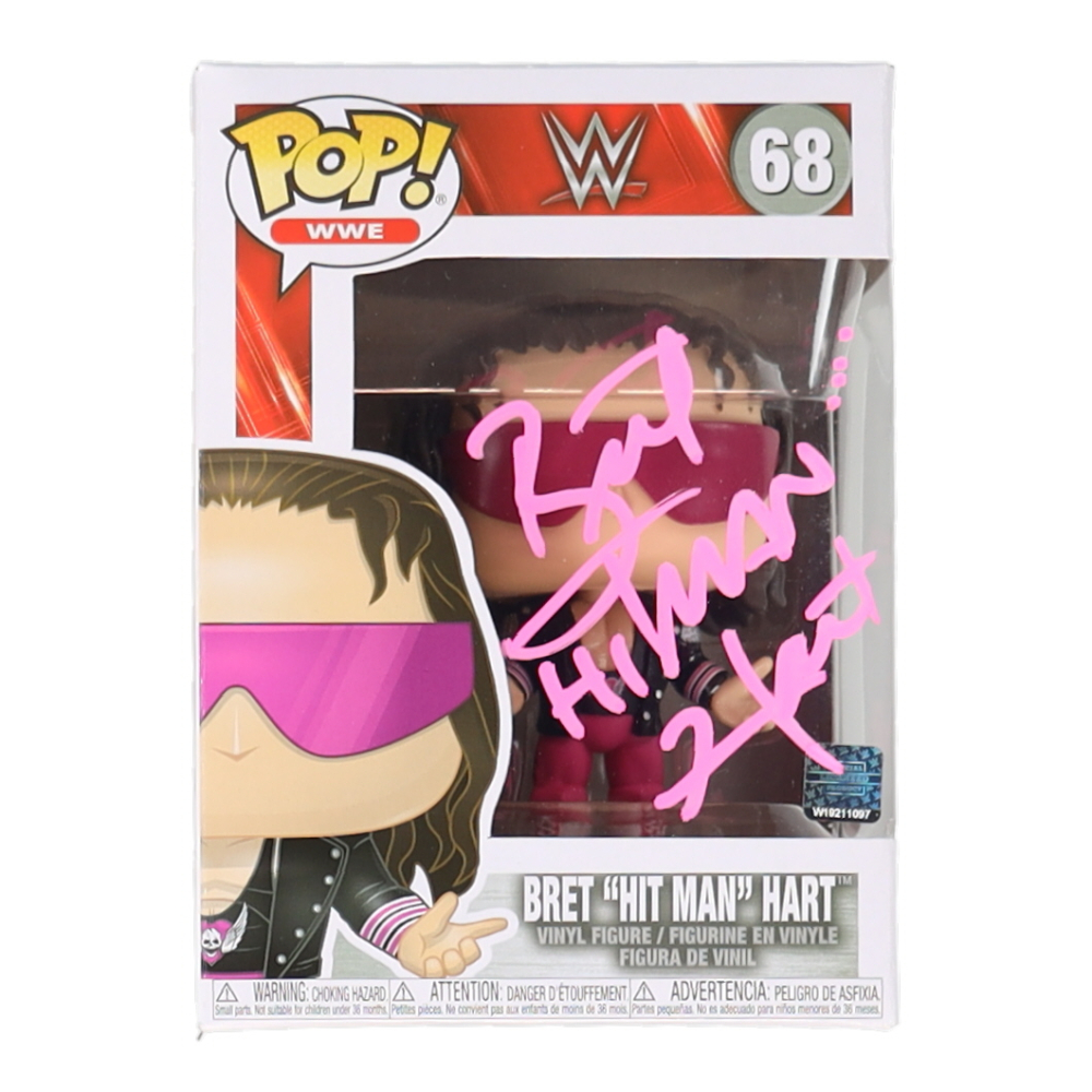Bret "Hit Man" Hart Signed WWE #68 Funko Pop! Vinyl Figure (JSA ...