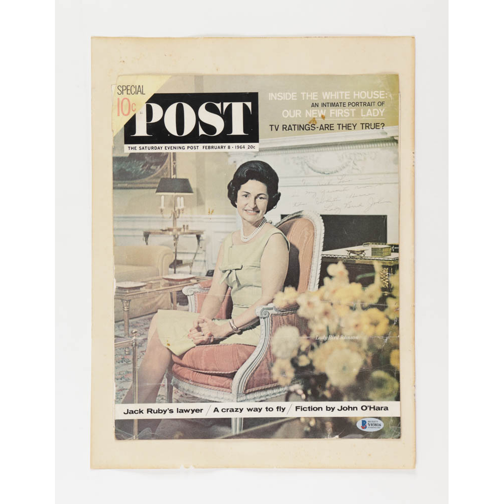 Claudia "Lady Bird" Johnson Signed "The Saturday Evening Post" Magazine ...