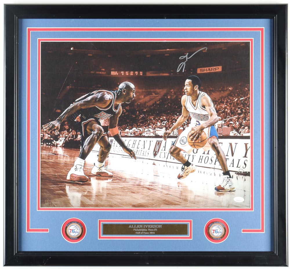 Allen Iverson Signed 76ers Custom Framed Photo (JSA) (See Description ...