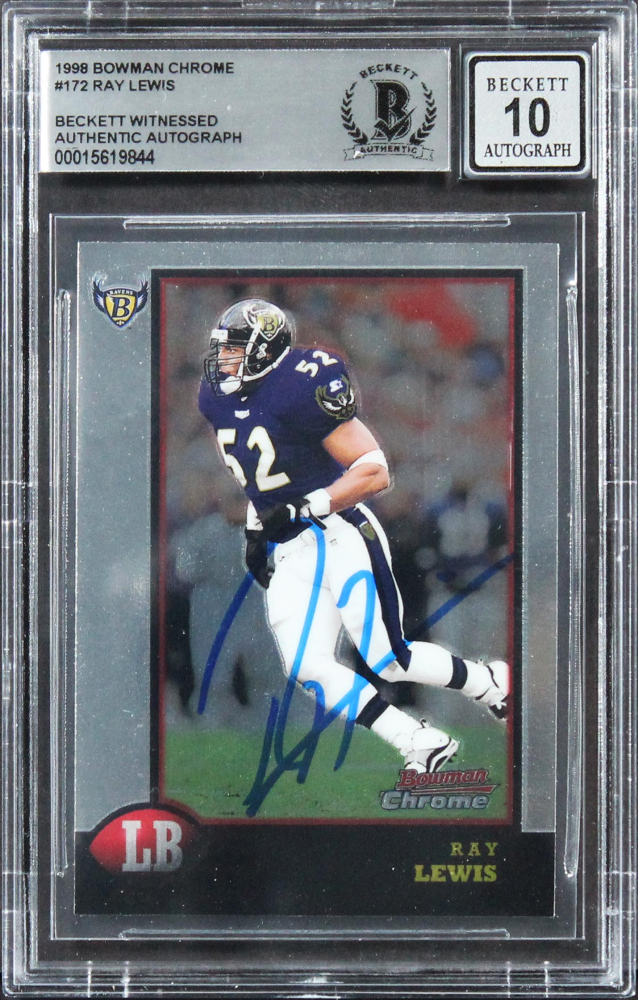Ray Lewis Signed 1998 Bowman Chrome #172 (BGS 10) | Pristine Auction