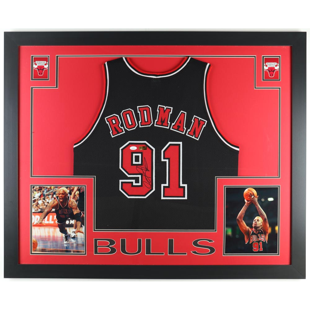 Dennis Rodman Signed Custom Framed Jersey Display (JSA & Players Ink ...