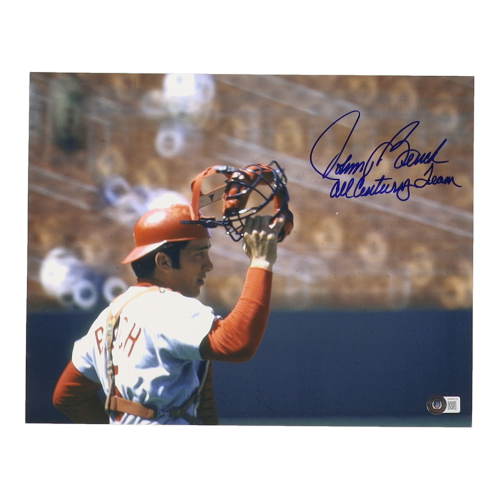 Johnny Bench Signed Reds 11x14 Photo Inscribed "All Century Team ...