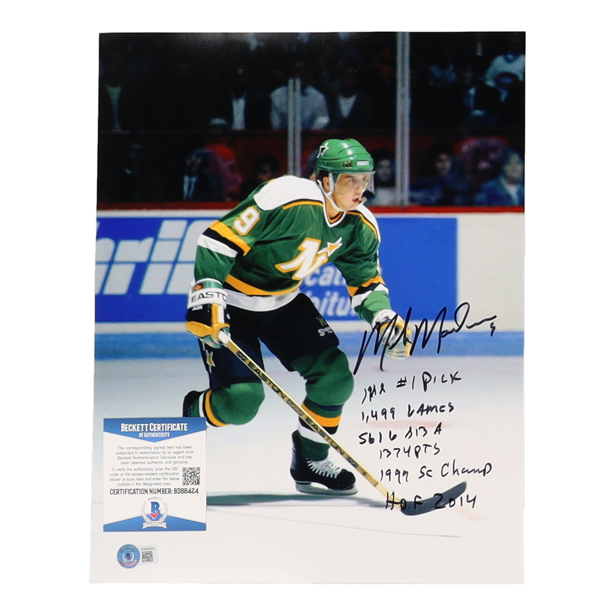 Mike Modano Signed Stars 11x14 Photo With Multiple Inscriptions ...
