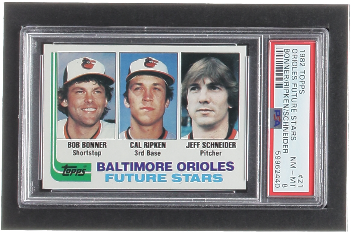 Bob Bonner / Cal Ripken / Jeff Schneider 1982 Topps #21 RC (PSA 8 ...