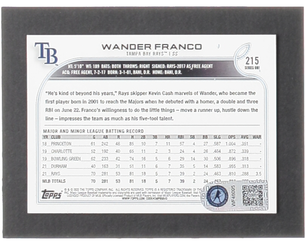 Wander Franco Signed 2022 Topps #215 RC (Franco) | Pristine Auction