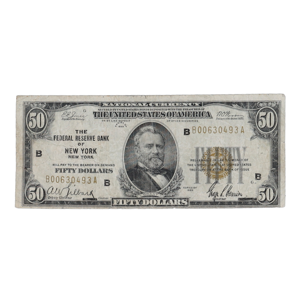 1929 $50 Fifty Dollars Brown Seal Federal Reserve Bank of Cleveland ...