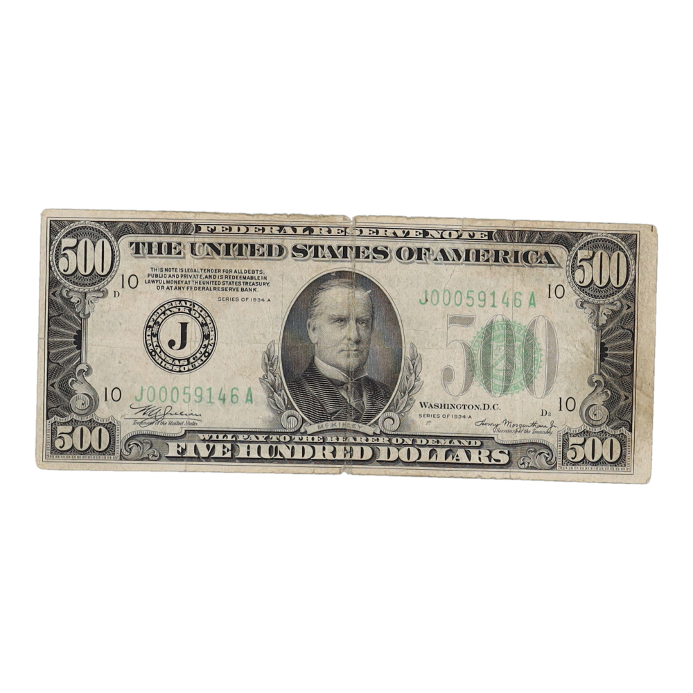 1934 $500 Five Hundred Dollar U.S. Federal Reserve Banknote | Pristine ...