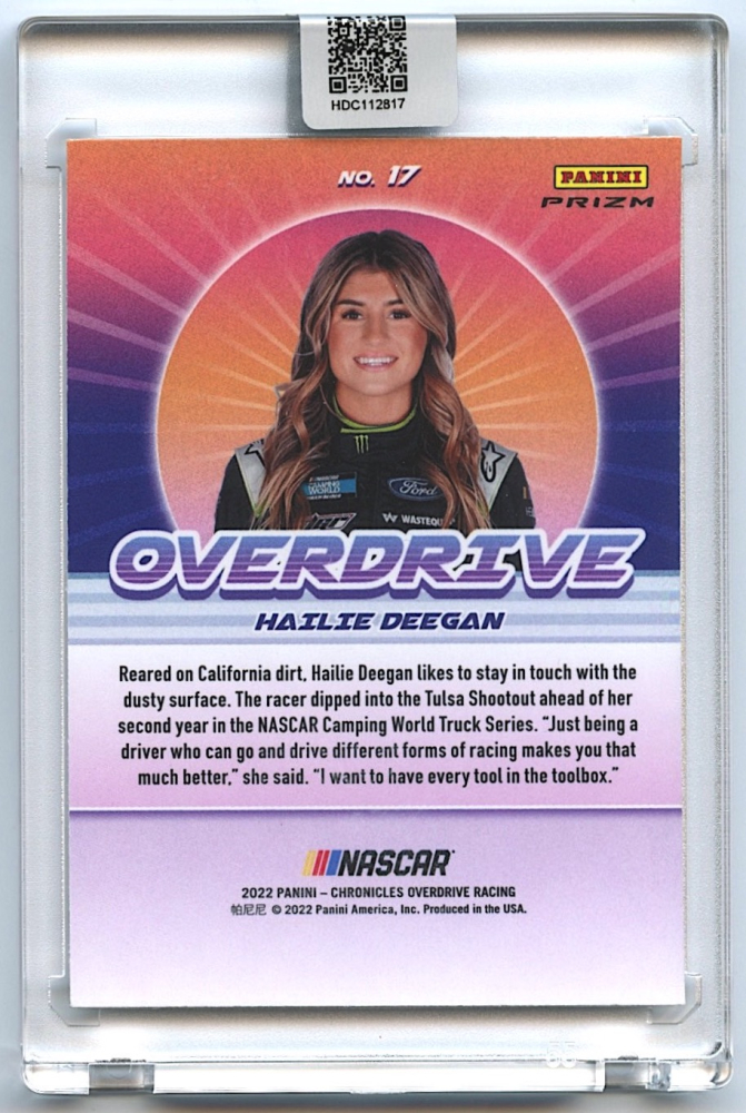 Hailie Deegan Signed 2022 Panini Chronicles Overdrive #17 Holo Prizms Silver (Deegan COA ...