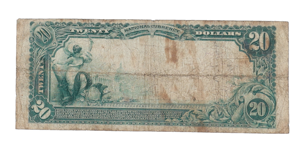 1902 $20 Twenty-Dollars U.S. National Currency Large-Size Bank Note ...