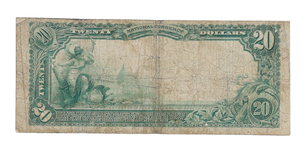 1902 $20 Twenty-Dollars U.S. National Currency Large-Size Bank Note ...