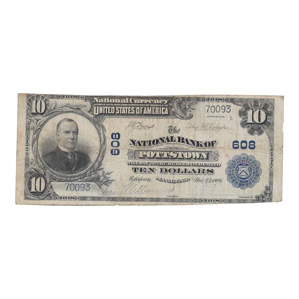 1902 $10 Ten-Dollars U.S. National Currency Large-Size Bank Note ...