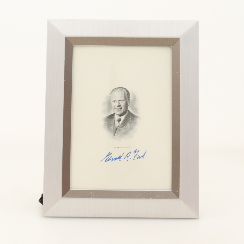 Gerald Ford Signed Custom Framed Photo Display (JSA) | Pristine Auction