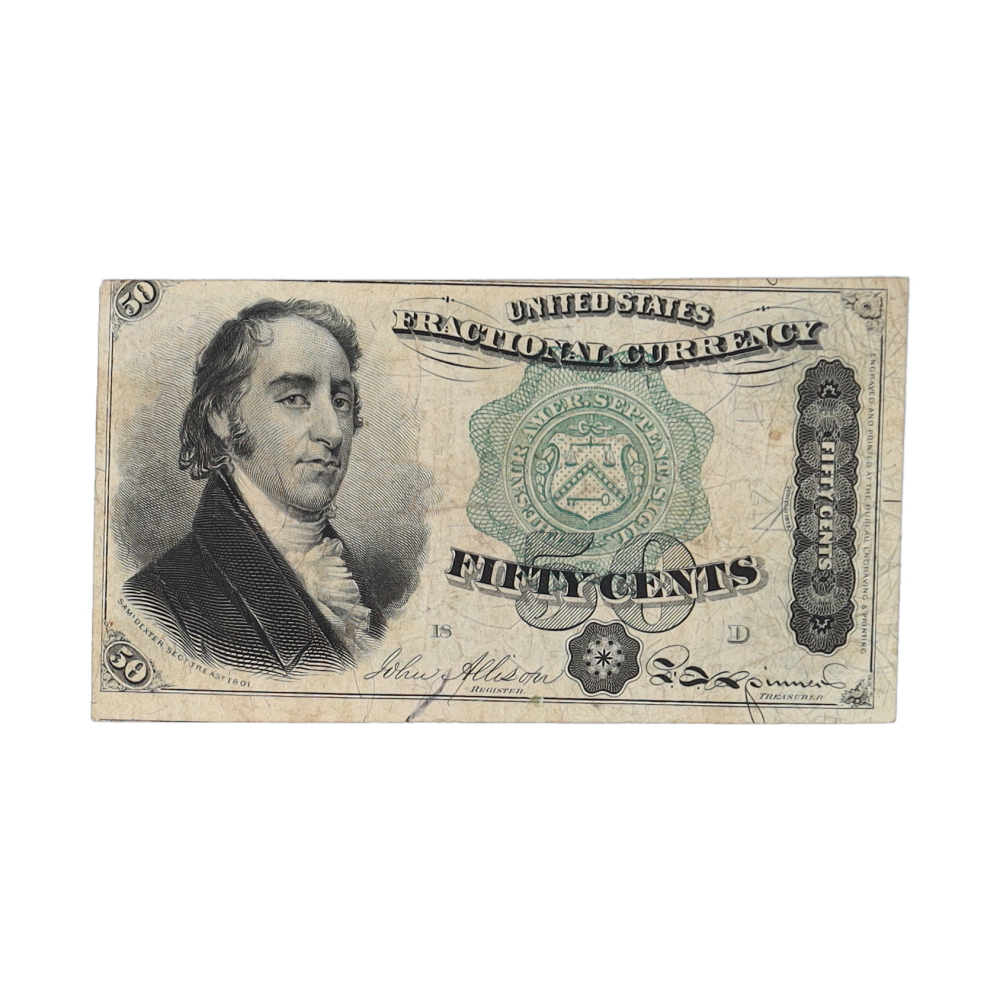 1873 United States 50¢ Fifty Cents Fractional Bank Note Bill | Pristine ...